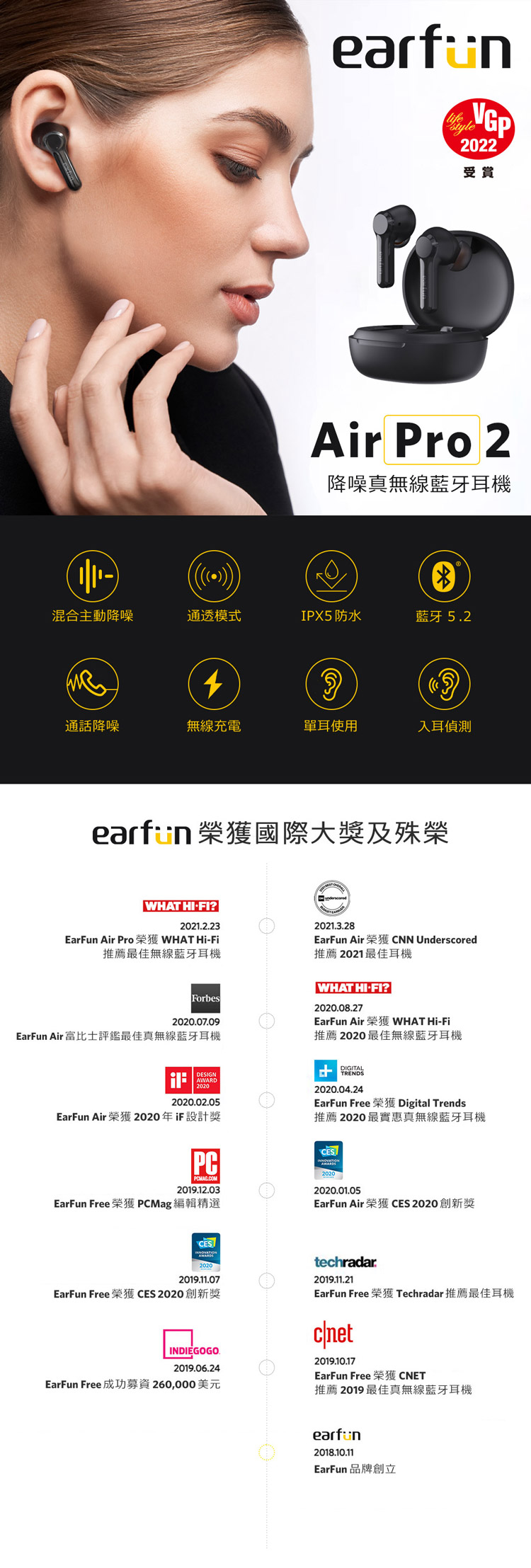 EarFun Air Pro 2 降噪真無線藍牙耳機 黑色燦坤線上購物