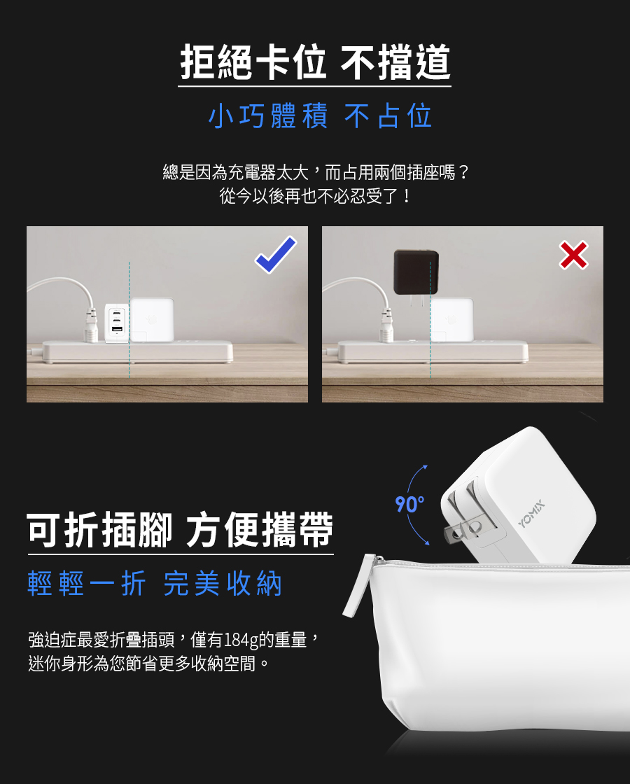 YOMIX 100W GaN氮化鎵三孔快充充電器 GaN-X3 | 燦坤線上購物~燦坤實體守護