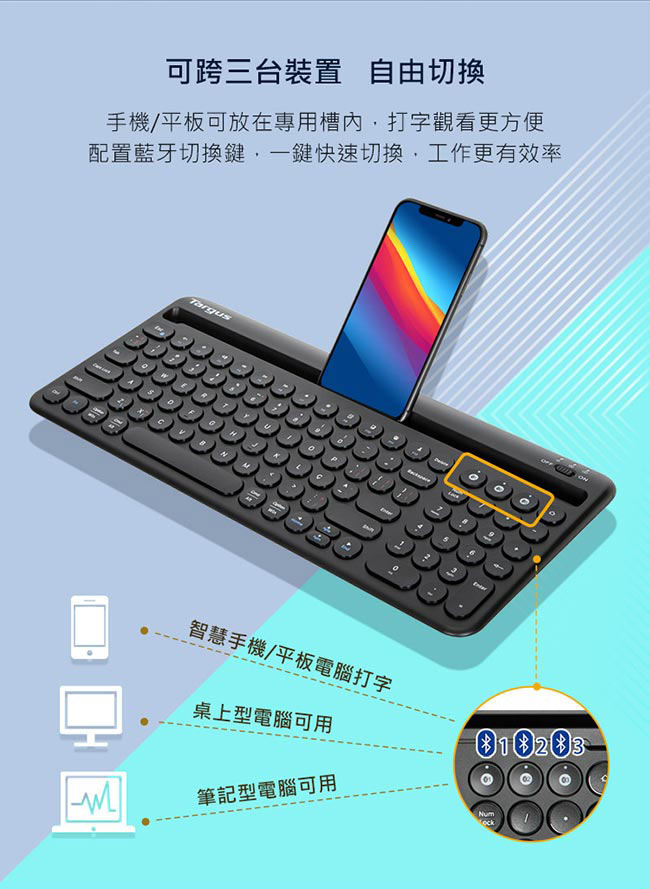 (福利品) Targus AKB867 抗菌多工能支架藍牙鍵盤 AKB867TC燦坤線上購物