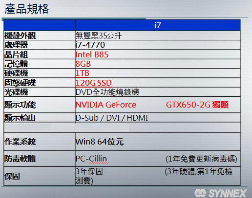 Lemel LX3 Ci7 GTX650 1TB+120SSD 四核獨顯 LX3-TKB477-8S1T65Z燦坤線上購物