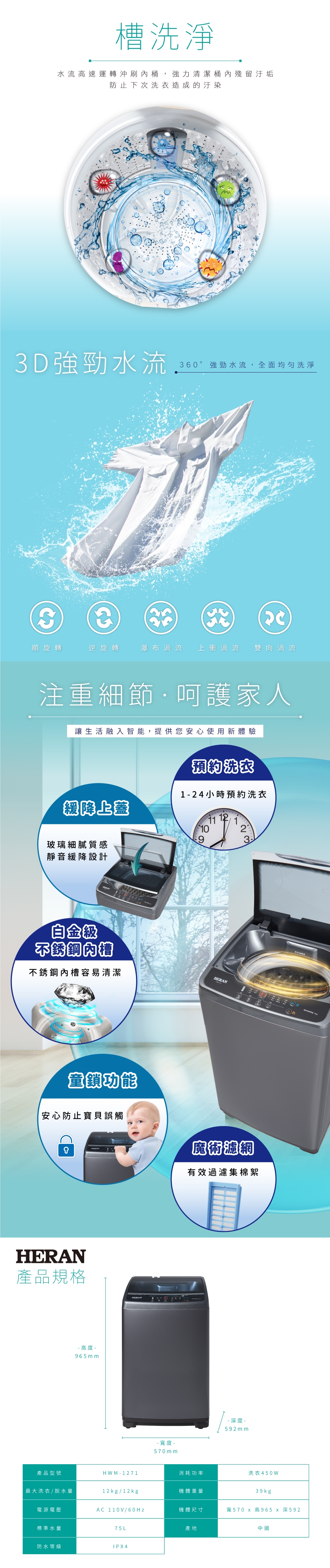 禾聯HWM-1271 12Kg 全自動洗衣機 HWM-1271燦坤線上購物